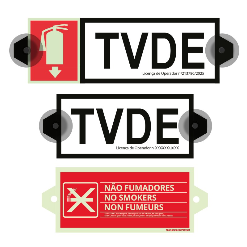 Dístico TVDE x2 (14.5 x 6.8cm) - Amovível c/ Ventosas